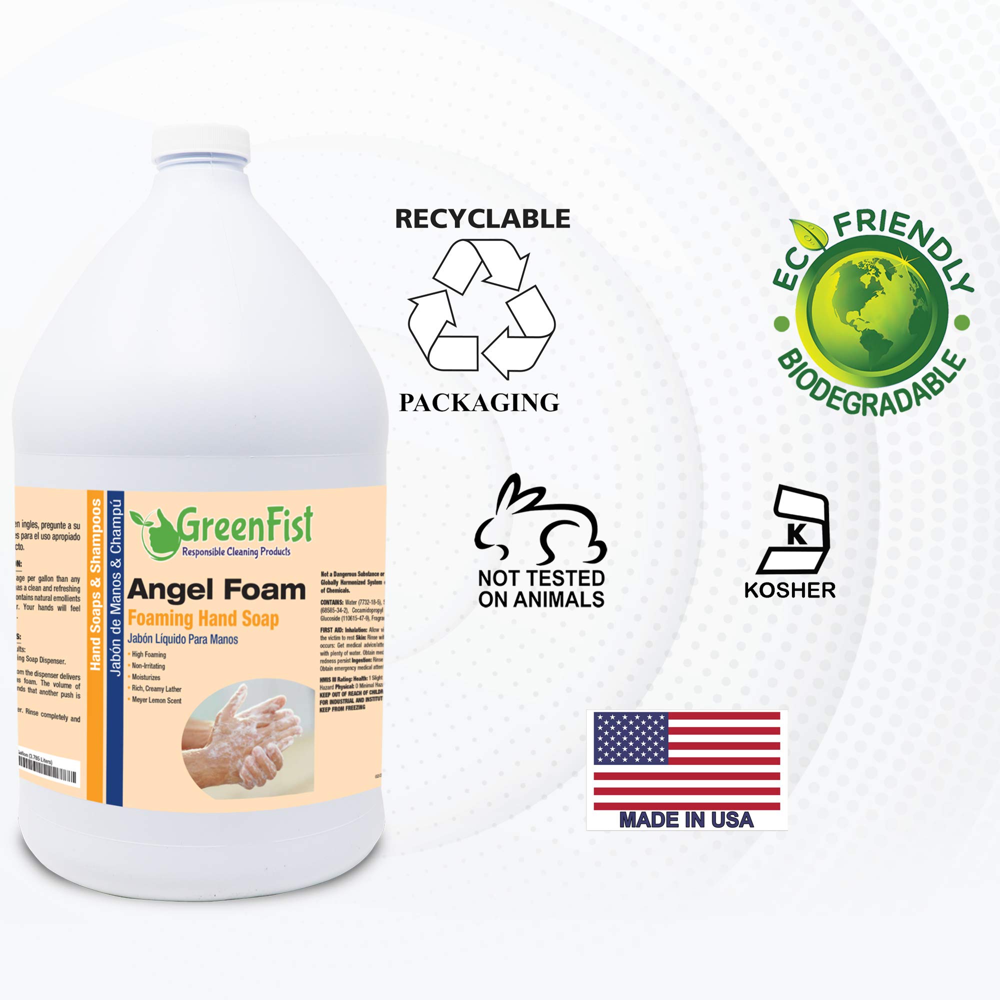 GreenFist Foaming Hand Soap Refills [ Foam Refill ] Gentle-Hand Wash Lemon Scent, 128 ounce (1 Gallon)