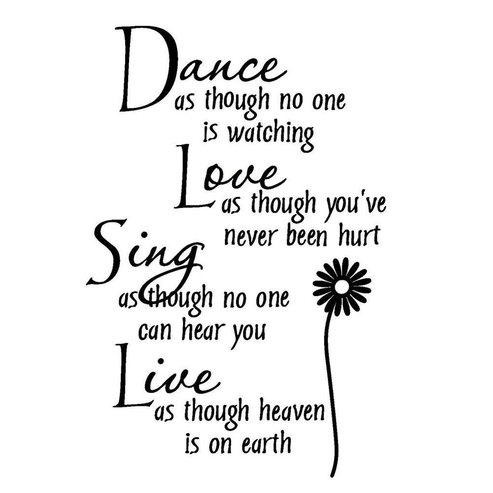 CUGBO Dance Love Sing Live Wall Decal Quotes Removable Vinyl DIY Wall Stickers Home Living Room Art Decor