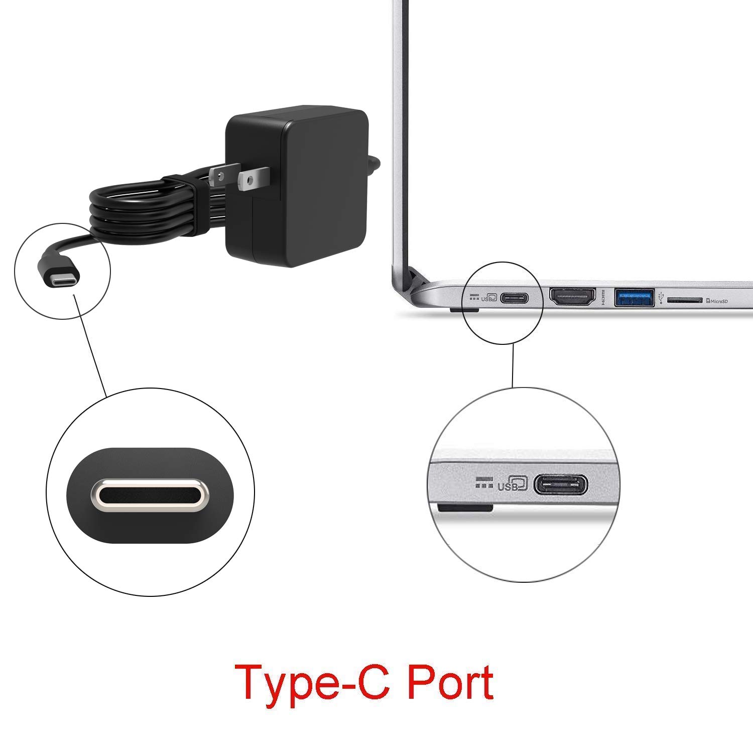 Charger Fit for Samsung Laptop Charger - (Compatible with Type-C)(UL Safety Certified Products)