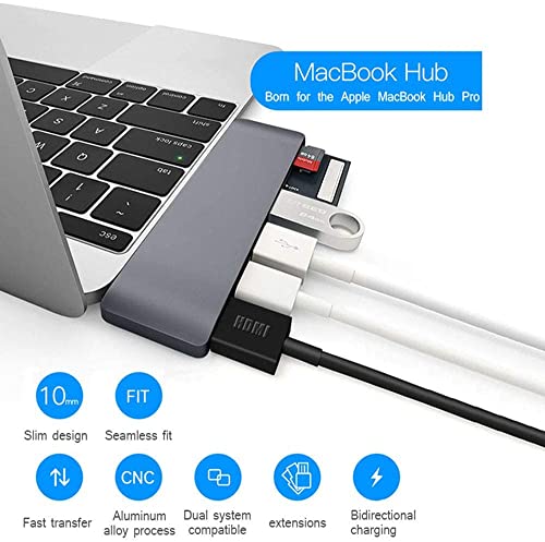 2022 USB C Hub 6-in-1 USB C Adapter Hub HDMI 4K HD Support Dex Mode for MacBook Air, MacBook Pro, XPS, and More with PD TF SD Card Reader Hub 3.0
