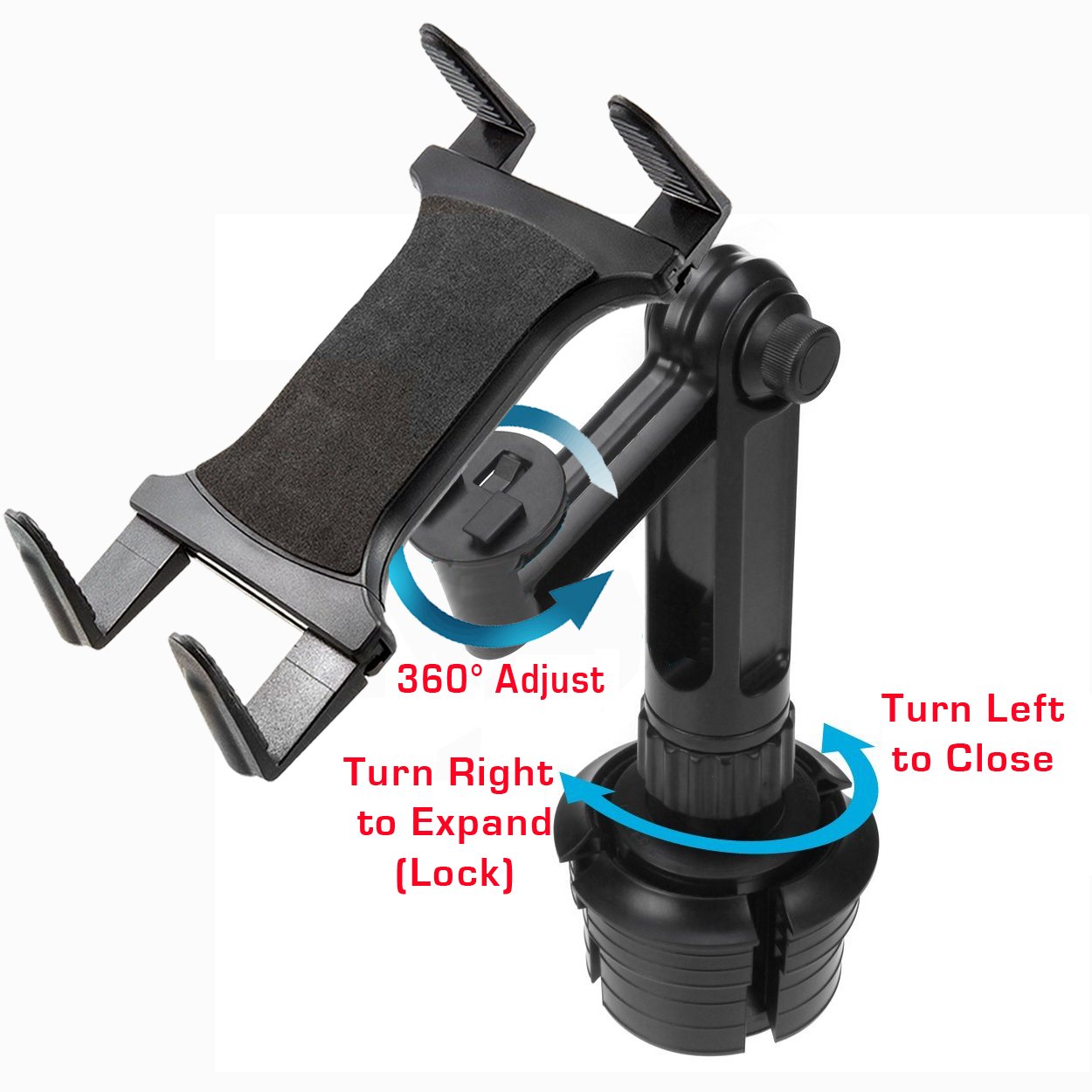 ChargerCity Xtreme Tablet Drinks Beverage Cup Holder Mount w/10inch Long Arm & 360º Swivel Adjust for All 7"-12" Screen Tablet Like iPad PRO Air Mini Galaxy Tab Surface Pro/Book