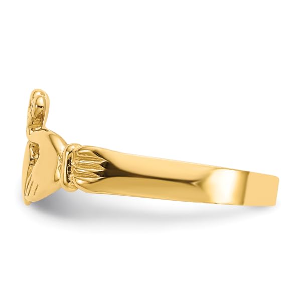 14K Yellow Gold Irish Heart Love Claddagh Ring Size 3