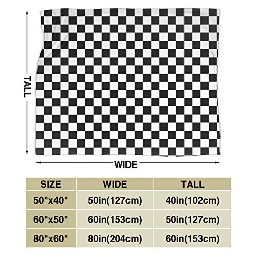 JASMODER Fall Throw Blanket Black White Race Checkered Flag Soft Microfiber Lightweight Cozy Warm Blankets & Throws for Couch Bedroom Living Room