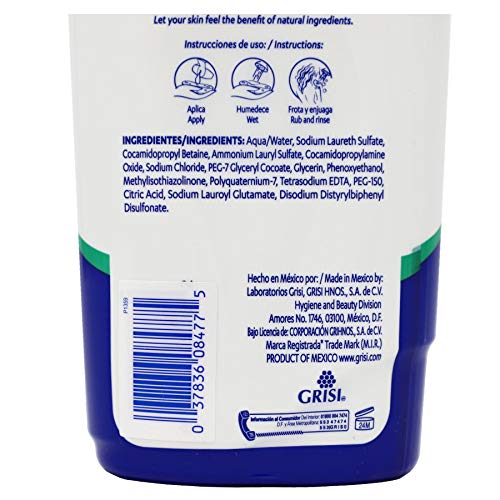 Grisi Neutral Shower Gel, Cleansing Shower Gel, Hypoallergenic, Sensitive Skin, Smother Skin, 2-Pack of 15.2 FL Oz, Bottles.
