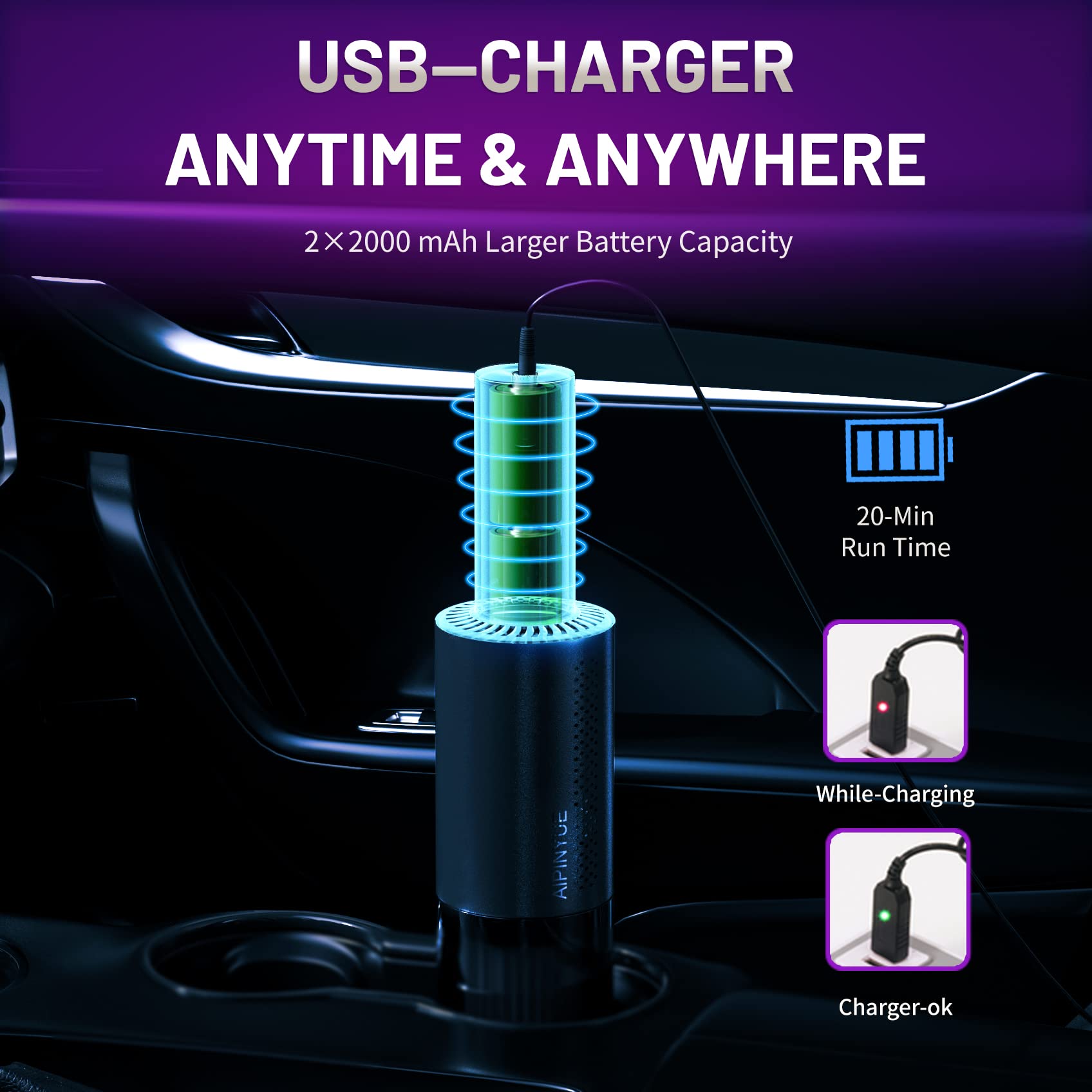 Bennra Mini Cordless Handheld Vacuum Cleaner【2022 New】, for Car, Home, Pet Hair, Portable USB Rechargeable, Easy to Clean Keyboard, Drawer, Crevices