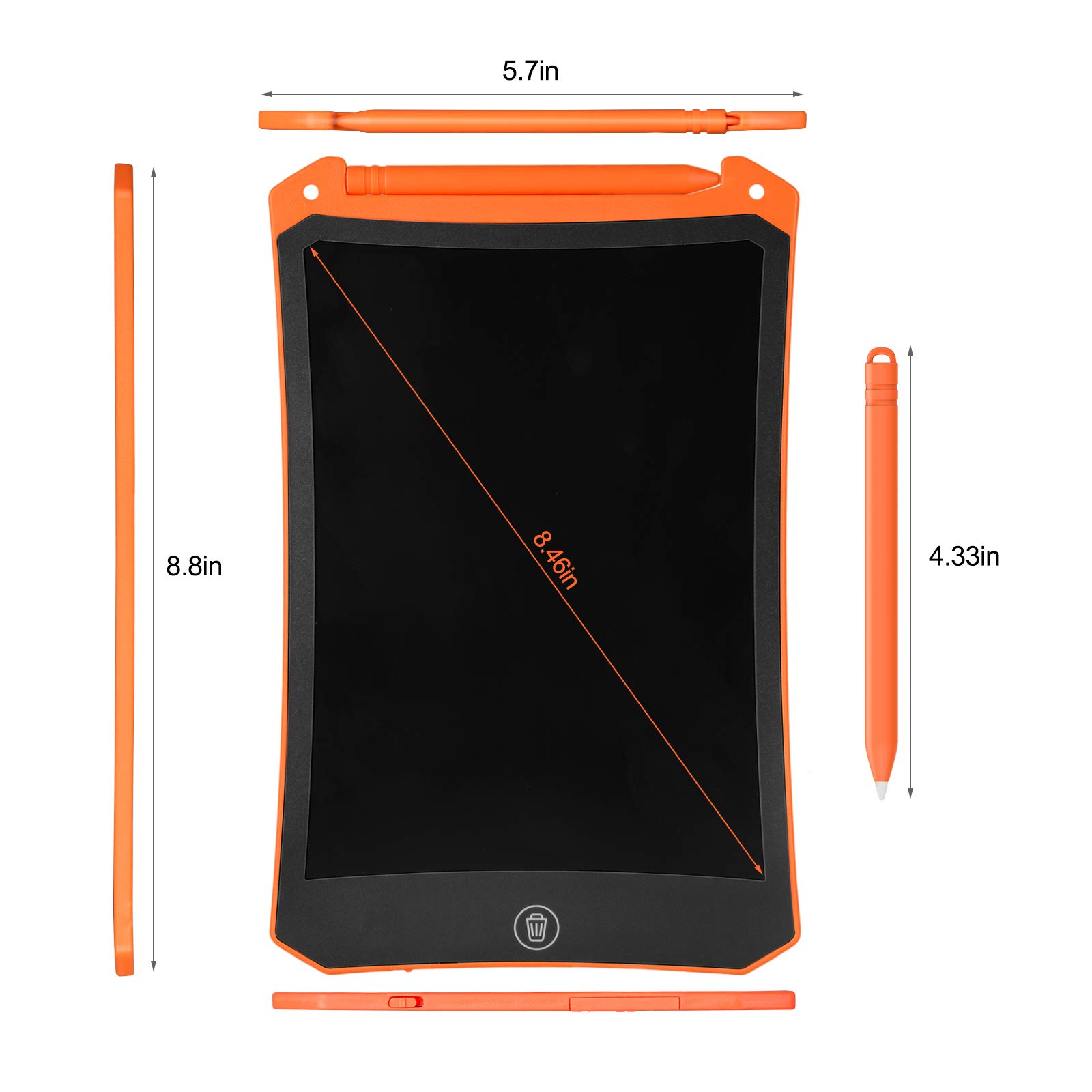 LEYAOYAO LCD Writing Tablet, Colorful Drawing Tablet with Protect Bag, Kids Drawing Pad 8.5 Inch Doodle Board,Toddler Boy and Girl Learning Toys Gift for 3 4 5 6 Years Old (Orange)