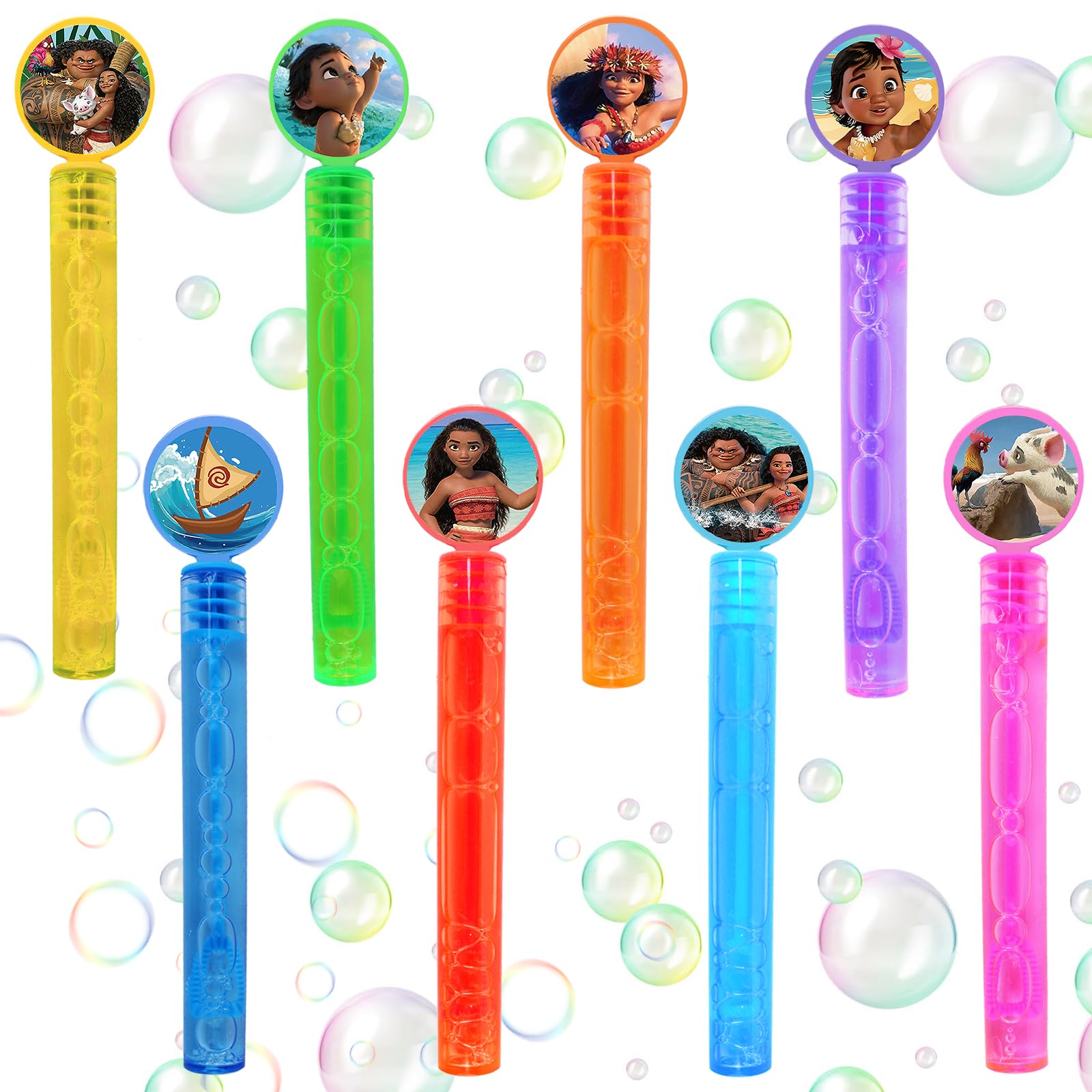 48 Piece Moana Bubble Wand for Kids(8 Style),Cute Moana Bubble Wand Great for Moana Theme Birthday Party Supplies