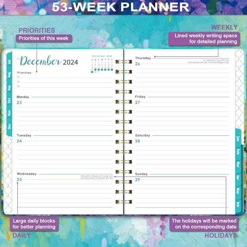 2024-2025 Planner - Planner/Calendar 2024-2025, Jul 2024 - Jun 2025, 2024-2025 Planner Weekly and Monthly with Tabs, 6.3" x 8.4", Hardcover with Back Pocket + Thick Paper - Oil Painting