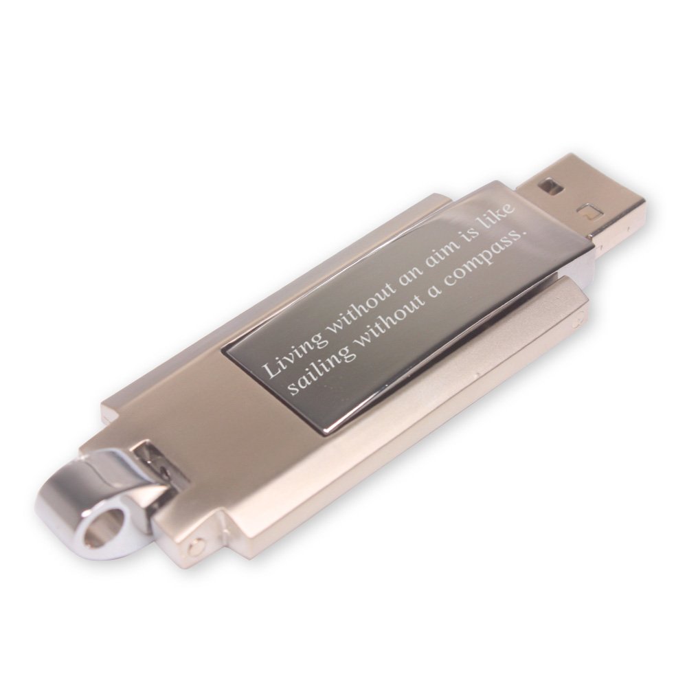 Custom Metal Rotating USB Flash Drive Keychain Memory Stick Engraved Free 16GB