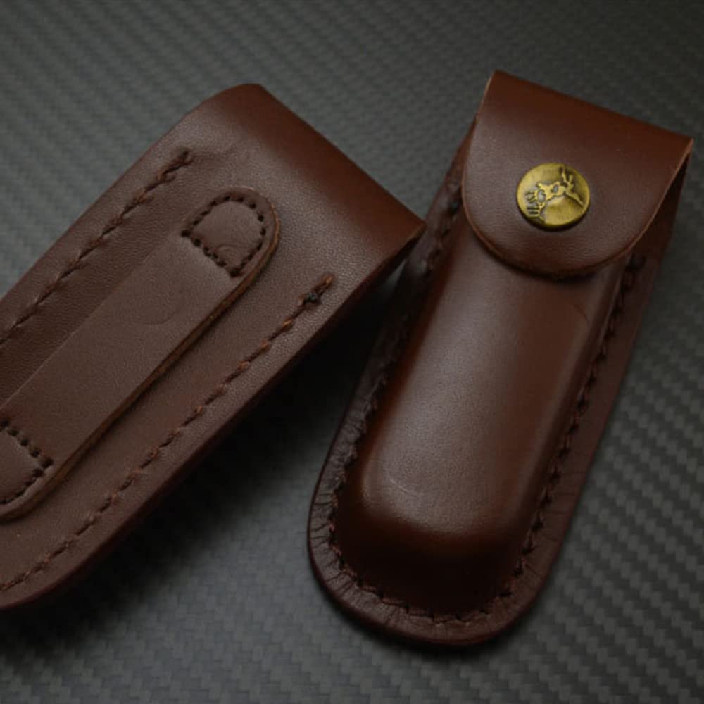5 inches Real Leather Knife Sheath Folding Pocket Knife Pouch Holster for 5" Folding Tool 4 3/4" Multl-Tool Accessory