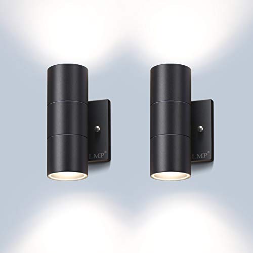 LMP Modern Outdoor Wall Light Porch Light Patio Light with Black Aluminum Finish for Decoration,Garage 2Packs Black