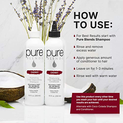 Cherry Moisturizing Color Depositing Conditioner - Brighten & Tone Faded Hair, Semi-Permanent Dye, Prevents Fade, Extends Color Service on Treated Hair, 8.5 Oz.