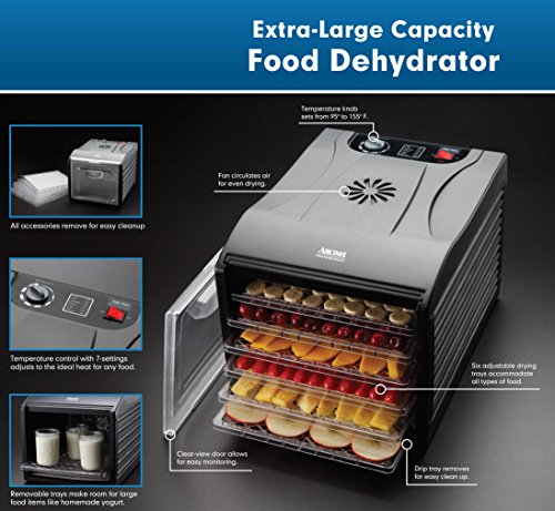 Aroma Housewares - AFD-815B Aroma Housewares Professional 6 Tray Food Dehydrator, Black