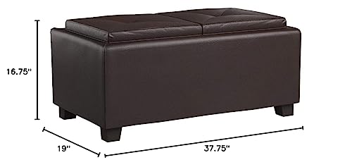 Christopher Knight Home Maxwell Bonded Leather Double Tray Ottoman, Brown