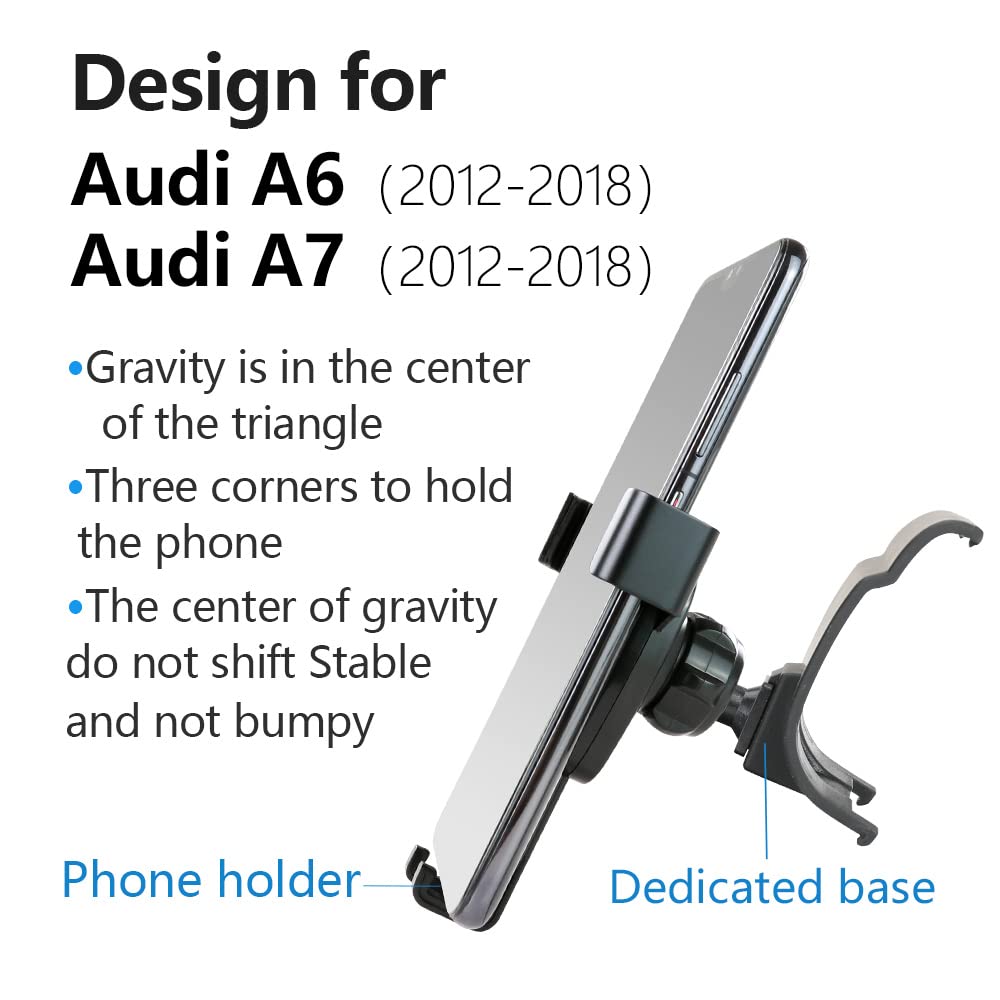 LUNQIN Audi 2012-2018 A6 A7 S6 S7 RS6 RS7 Allroad Car Phone Holder Auto Accessories Navigation Bracket Interior Decoration Mobile Cell Phone Mount