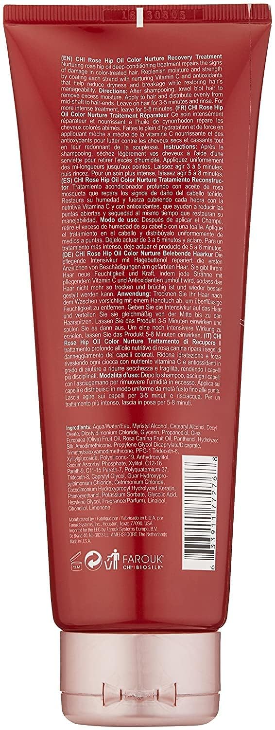 CHI Rosehip Recovery Treatment, Deeply Moisturizing to Help Repair Damaged Hair & Reduce Breakage, Sulfate, Paraben, & Cruelty-Free, 8 Oz