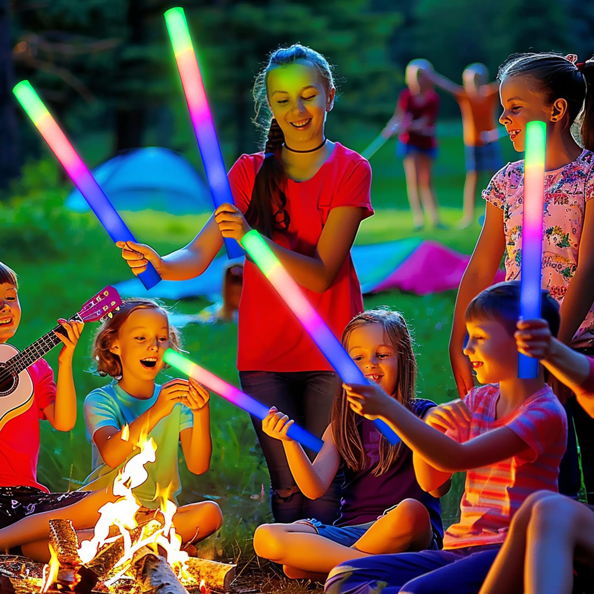 55 Pack led foam glow sticks bulk,white foam glow sticks for adults wedding,wedding glow sticks for reception props,light up foam sticks,light sticks for parties bulk,party light sticks pack.