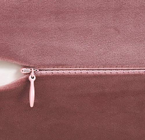 Jeneoo Comfy Soft Velvet Throw Pillow Covers for Sofa Couch, Decorative Solid Square Cushion Cases for Bedroom Car (Dusty Rose, 16 x 16 Inches, 2 Pieces)