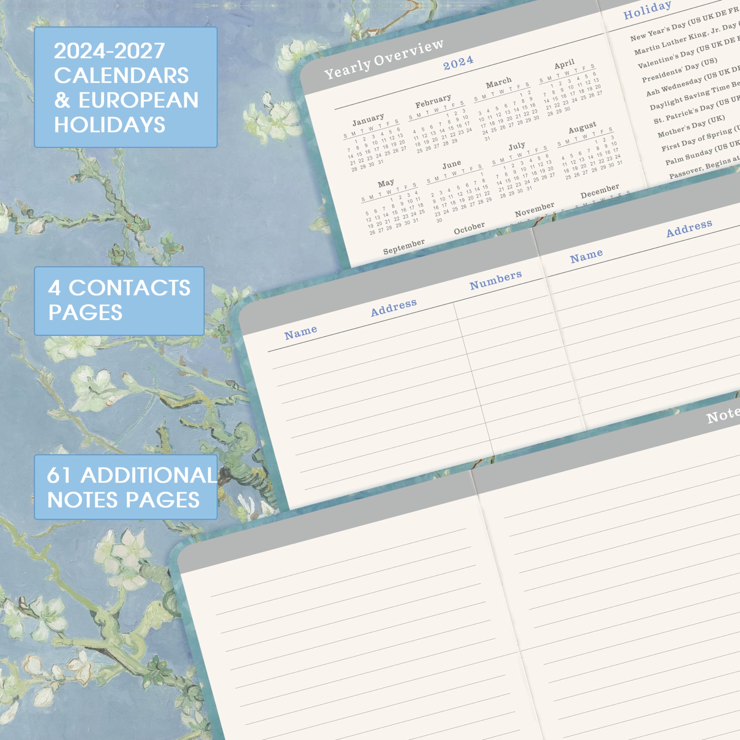2024-2027 Monthly Pocket Planner/Calendar - Jul 2024 - Jun 2027(36 Months), 3 Year Monthly Planner 2024-2027, 6.3" x 3.8", with 61 Notes Pages, Inner Pocket, 2 Bookmarks, Pen Holder & Elastic Closure