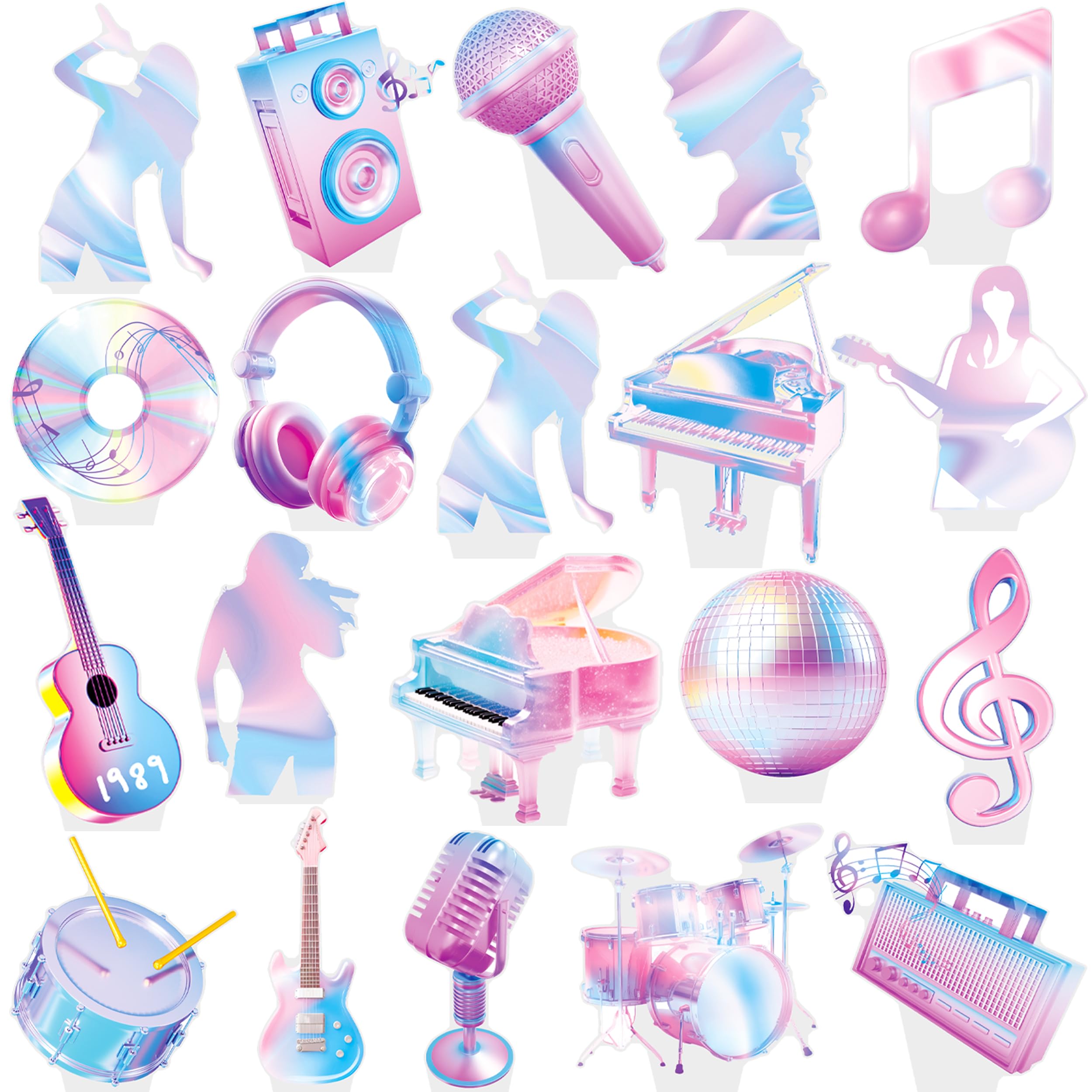 48Pcs Music Singer Party Cupcake Toppers Singer Birthday Party Decoration Popular Singer Theme Cupckae Toppers for Girls Music Singer Birthday Baby Shower Supplies