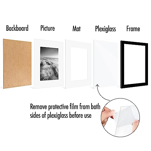 Americanflat 8x10 Picture Frame in Black - 2 Pack - Use as 5x7 Picture Frame with Mat or 8x10 Frame Without Mat - Includes Sawtooth Hanging Hardware for Horizontal or Vertical Display