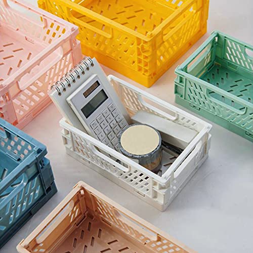Desk Organizer 6 Pack Mini Plastic Baskets for Office Organization Collapsible Desk Storage Cute Room Decor Storage and Organization Desk Decor Small Basket for Home Kitchen Bedroom Bathroom Office