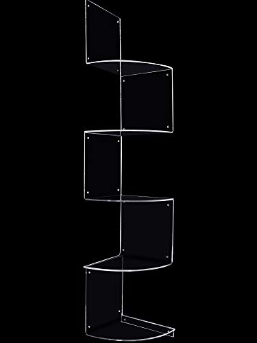 Jetec 5 Pieces Acrylic Corner Shelf, Wall Mount Corner Shelf Acrylic Floating Corner Shower Storage Organizer with Square Acrylic Board for Living Room Bathroom Kitchen Office and More (Clear)