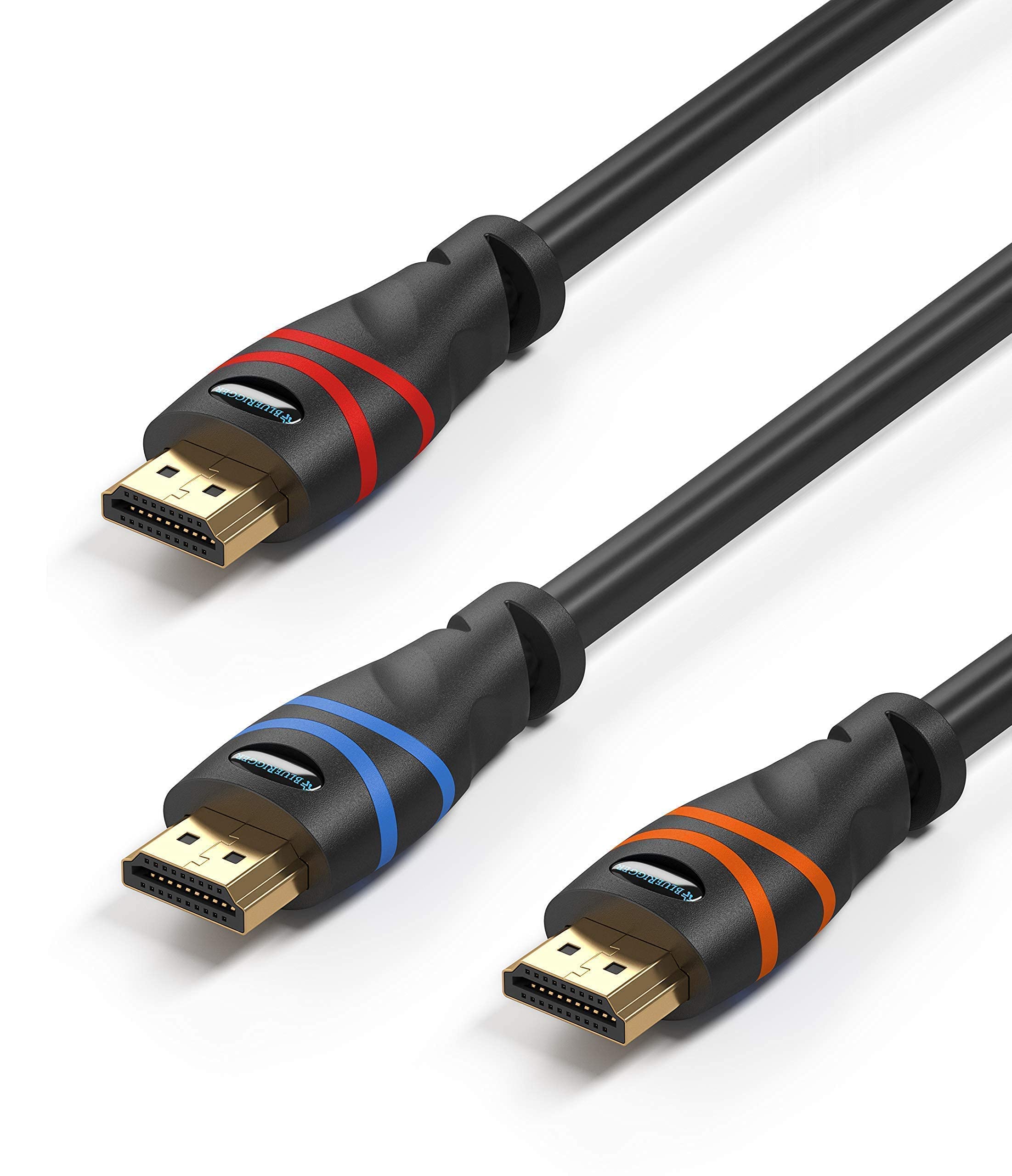 Kinivo 350BN 4K HDMI Switch with BlueRigger 4K HDMI Cable - 6.6FT, 3 Pack (4K 60Hz, HDR, HDMI 2.0, 3 Port Switch, Auto-Switching)