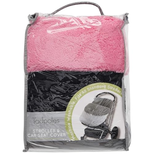Tadpoles Quilted Stroller & Car Seat Cover - Black & Pink | 27" x 20" x 2" | Made of 100% Super Soft Microfiber Polyester | Warm, Gentle & Durable | Ideal for Use as a Stroller Cover & Car Seat Cover