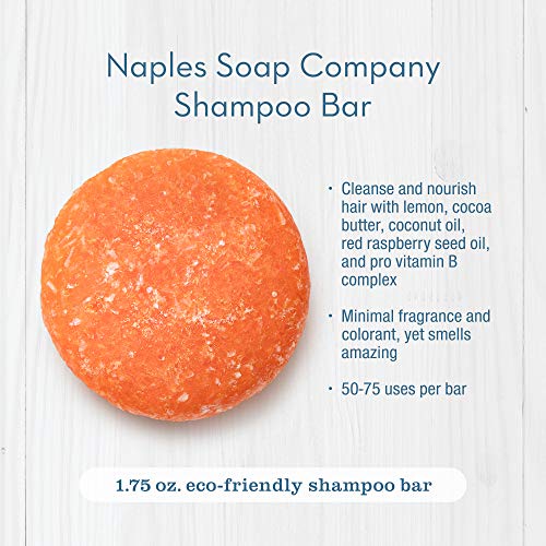 Naples Soap Company Solid Shampoo Bar for All Hair Types – Eco-Friendly, Free of Parabens, Alcohol, Pthalates – Handmade, pH Balanced, Hydrating Haircare, Lasts 50-75 Uses – Florida Fresh, 1.75 oz