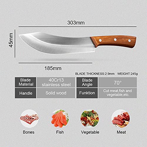 Meat Cleaver Knife, 7-inch Kitchen Knife Serbian Chef Knife Stainless Steel Full Tang Pakkawood Handle Meat Cleaver with case for Cooking