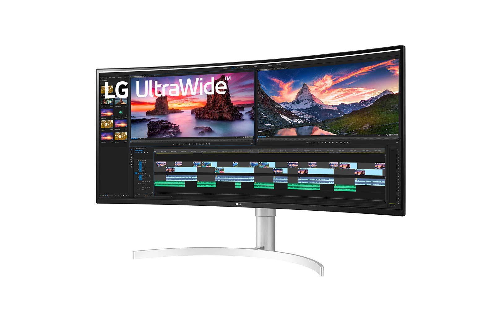 LG 38BN95C-W 38 Inch UltraWide QHD+ IPS Curved Monitor with Thunderbolt 3 Connectivity, White/Silver (Renewed)