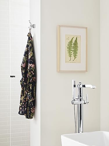 Amerock BH36020PN | Polished Nickel Single Robe Hook | 4-1/4 in. (108 mm) Length Towel Holder | Mulholland | Towel Hook for Bathroom | Bathroom Hardware | Bath Accessories