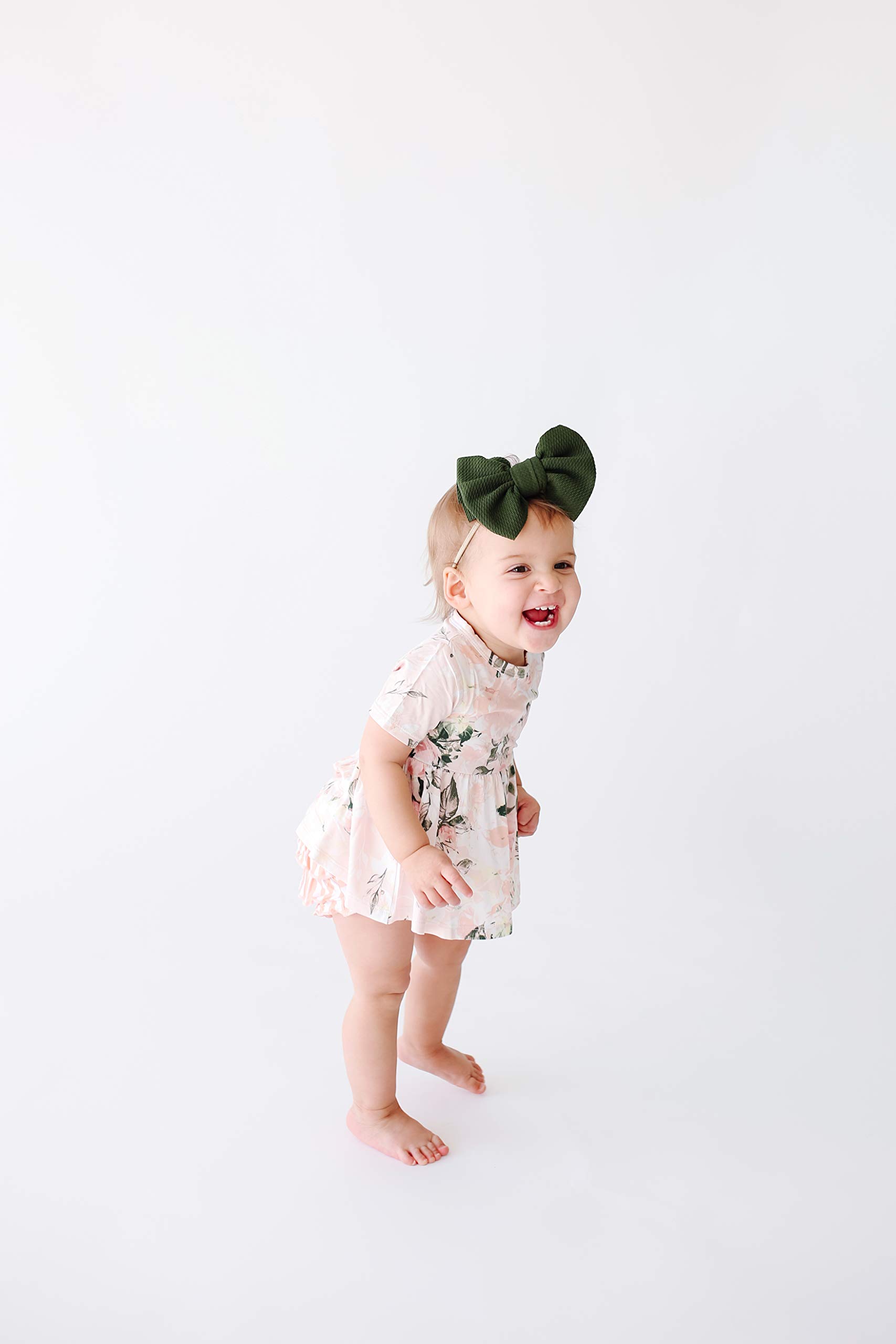 Posh Peanut Short Sleeve Basic Peplum Top & Bloomer Set - Ruffled Bummie Set - Soft Viscose from Bamboo (Vintage Pink Rose, 3-6 Months)