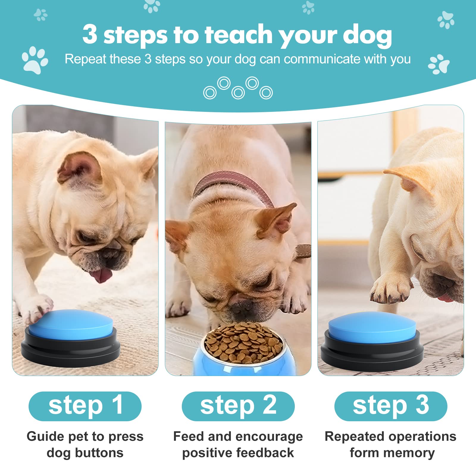 5 Pack-Dog Buttons for Communication Starter Pack,πΏπ€π π½πͺπ©π©π€π£π¨ πππ‘π ,Training Pet to Speaking Buttons,Speech Buttons with Words Voice Record Buttons,Push Buttons to Talk-Dog Gifts&Stuff