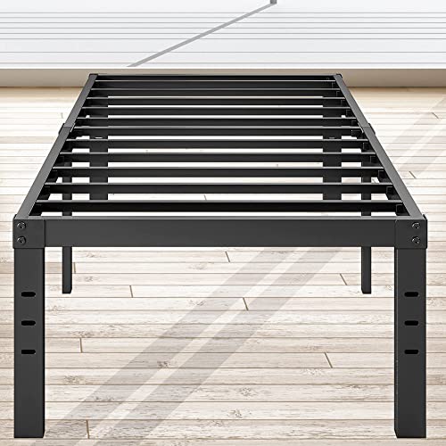 Caplisave 14-Inch High Metal Platform Bed Frame,Max 2000lbs Heavy Duty Metal Slat Support,Underbed Storage,Easy Assembly,No Box Spring Needed,Black,Twin