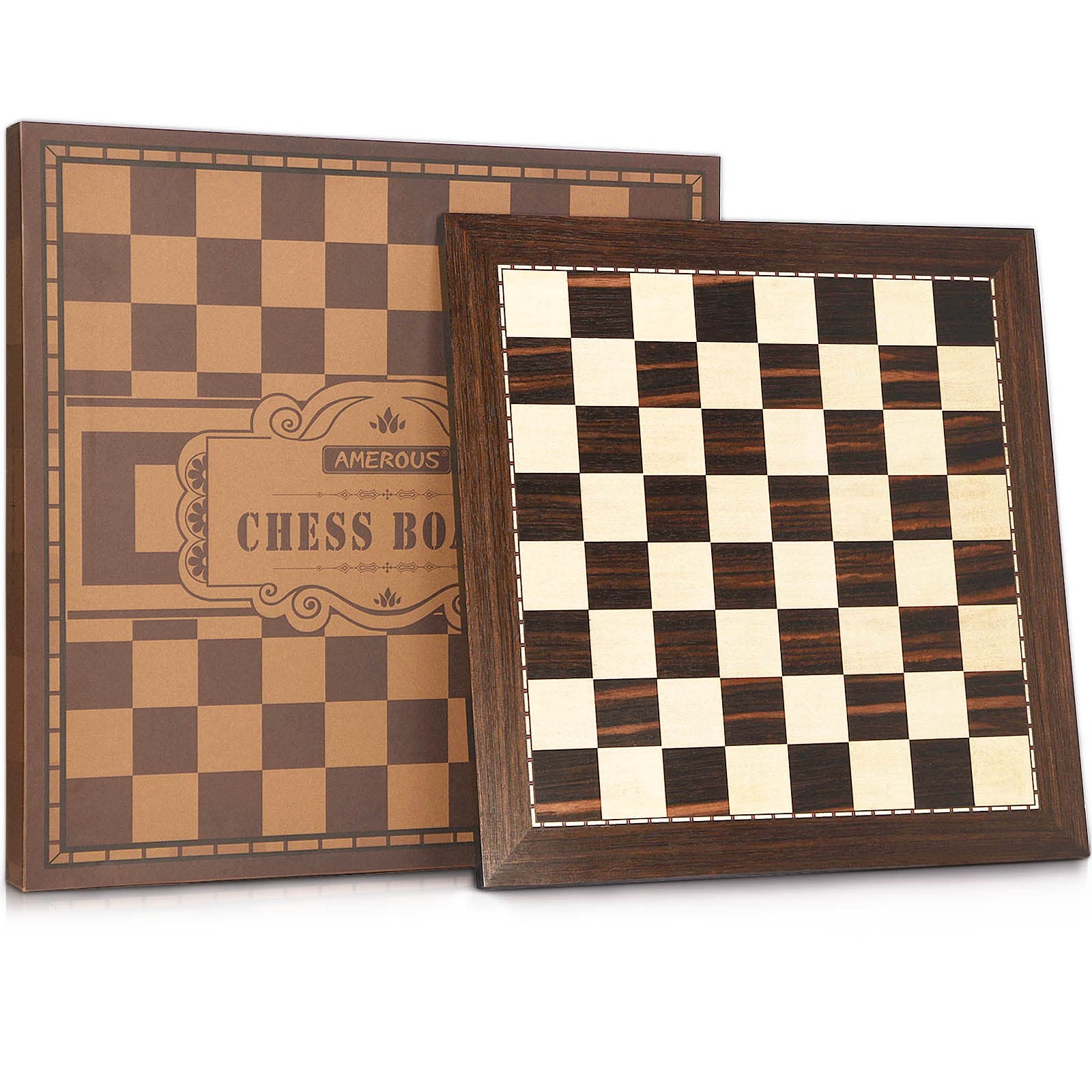 AMEROUS 19 Inches Professional Wooden Tournament Chess Board with 2.0" Squares/Gift Package/Chess Board Only (No Chess Pieces)