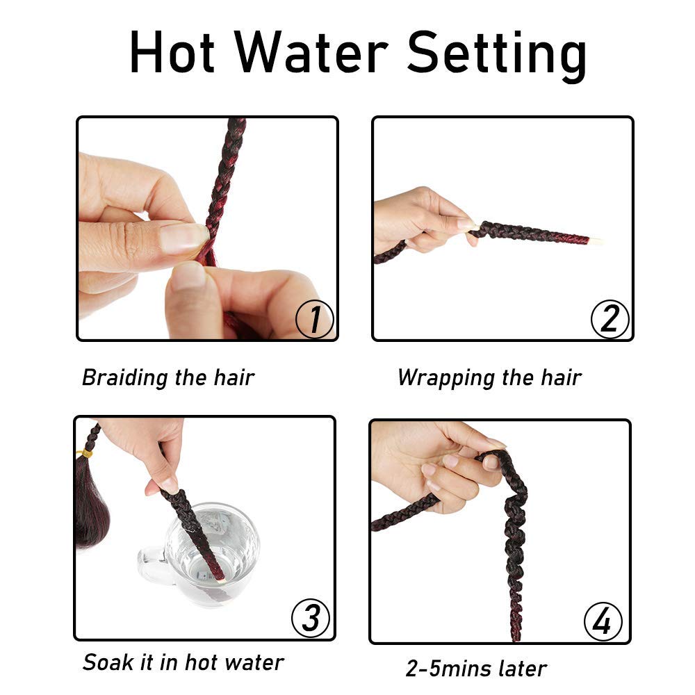 Liang Dian Pre-Stretched Braiding Hair 22 inch 6 packs Hot Water Setting Synthetic Hair Crochet Braiding Hair Extension(mixed black/dark blue/light blue)