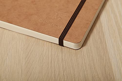 Clairefontaine - Ref 793461C - Age Bag Thread-Bound Notebook (192 Pages) - A5 Size, Lined Rulings, 90gsm Brushed Vellum Paper, Elastic Closure - Black Cover