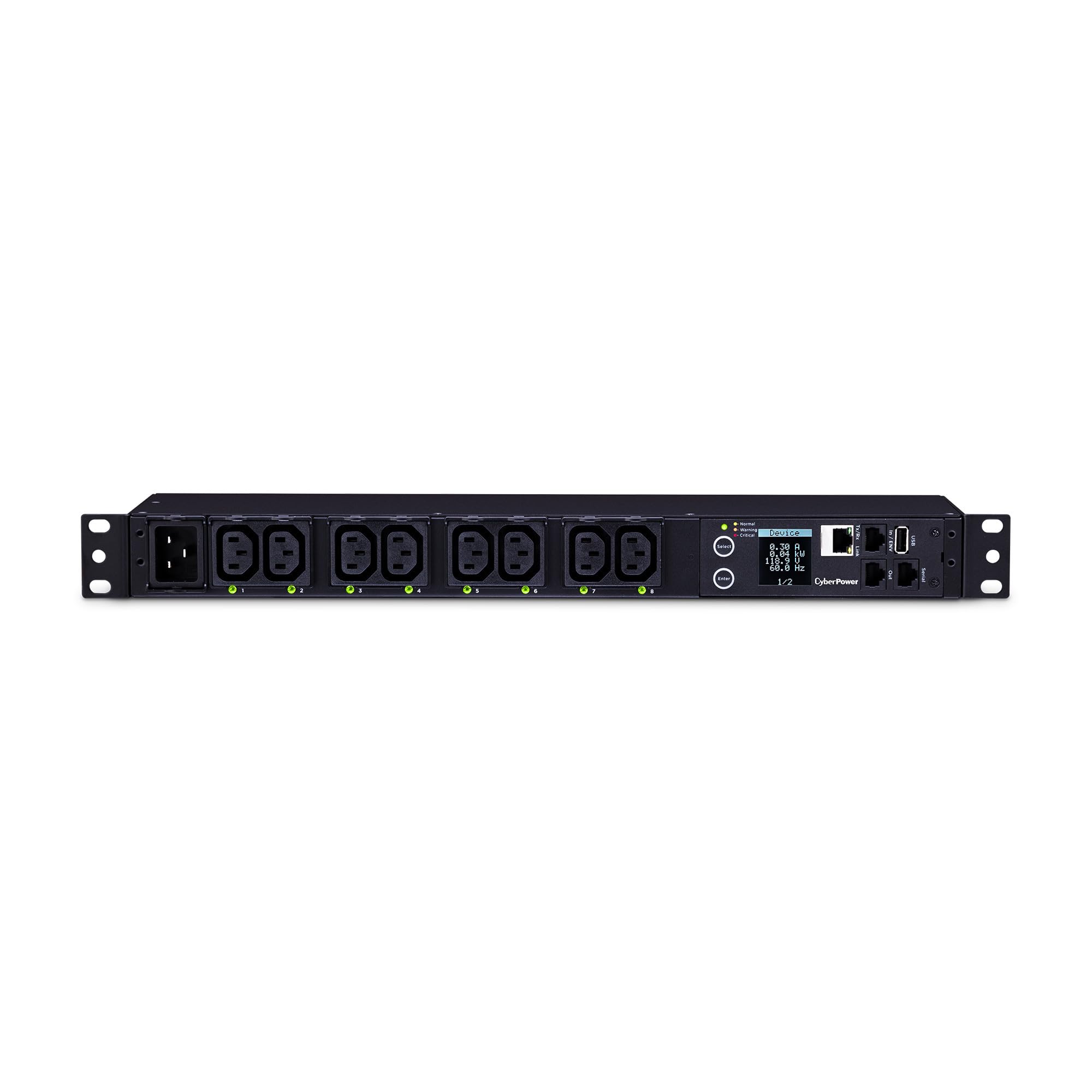 CyberPower PDU81005 Switched Metered-By-Outlet PDU, 100-240V/20A, 8 Outlets, 1U Rackmount