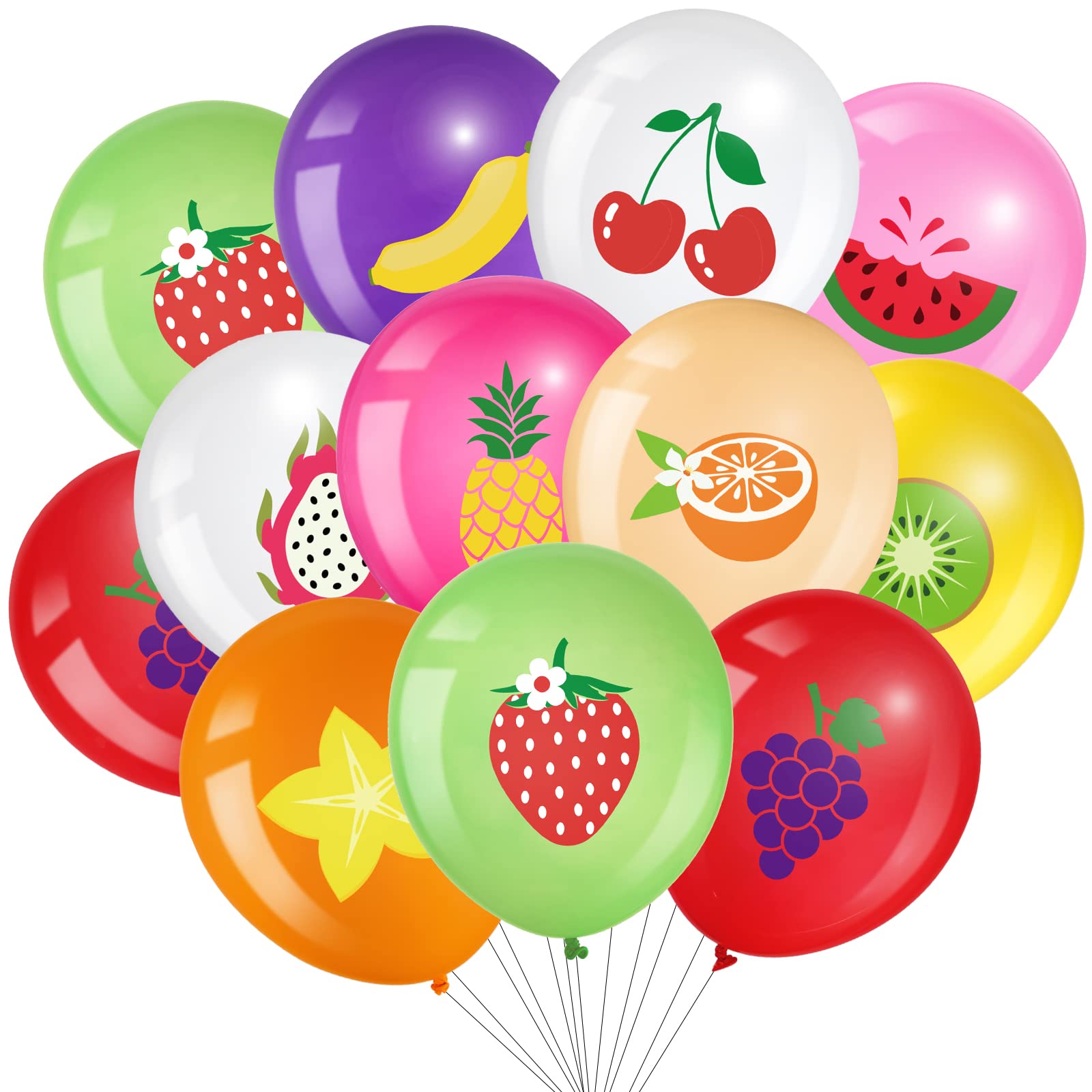 40 Pieces Fruit Balloons Summer Fruit Party Balloons Fruit Themed Party Decorations Tropical Strawberry Watermelon Latex Balloons for Summer Luau Holiday Party Birthday Baby Shower Supplies Decor