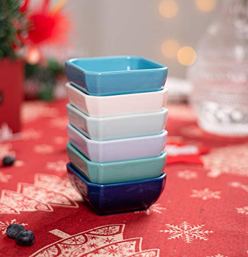 DELLING 3 Oz Ceramic Dip/Dipping Bowls Set - Dipping Soy Sauce Bowl/Dishes Small Sauce Bowls Cups for Sushi Tomato Sauce, Soy, BBQ-Chip and Serving Bowl Set - Set of 6,Colorful