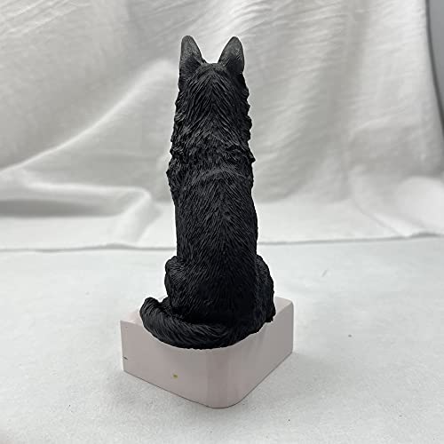 1P Small Resin Black German Shepherd Simulation Model Statue Ornament Wolf Dog Home Bedroom Garden Car Decoration Crafts Collectible Figurines (Black)
