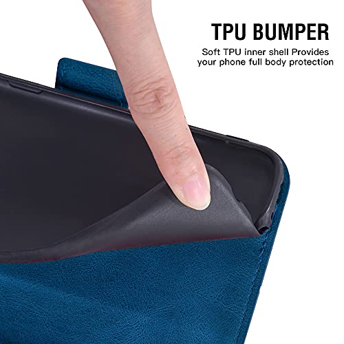 Asuwish Compatible with LG V60 ThinQ V60ThinQ 5G G9 Thin Q Wallet Case and Tempered Glass Screen Protector Leather Flip Cover Card Holder Cell Accessories Phone Cases for LGV60 V 60 60ThinQ 60V Blue