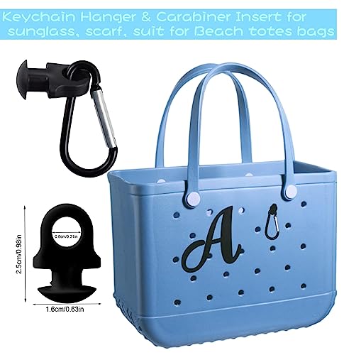 Bag Charms for Bogg Bag Accessories Decorative + 1pcs Bogg Bag Insert Carabiner Keys Holder Set,Alphabet Letters and Rubber Tassel Hanger Holder Hook for Beach,Tote Bag (M, Letter A)