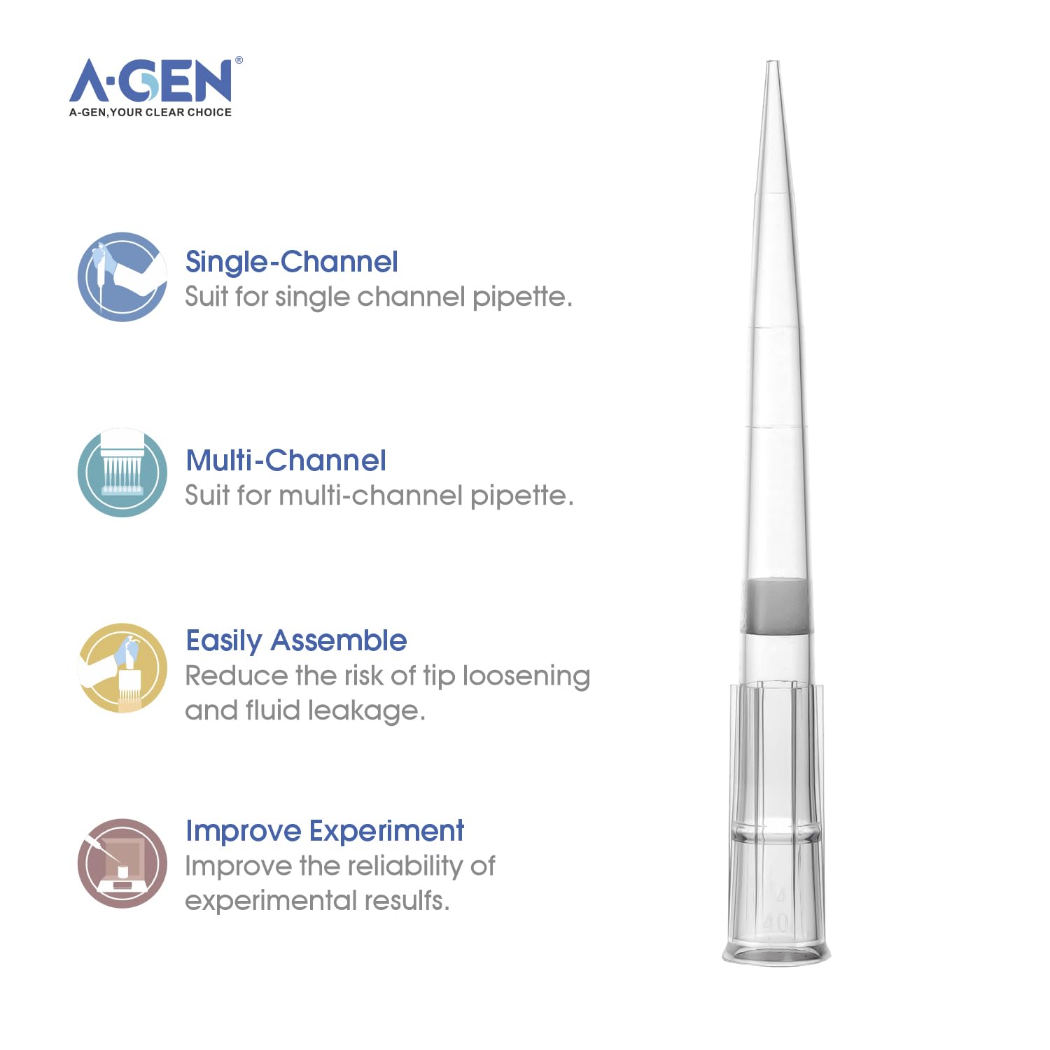 A-GEN 100uL Filter Racked Universal Pipette Tips, Clear, Gamma Sterile, DNase/RNase Free,Non-Pyrogenic (1 Rack of 96 Filter Tips, 100uL)