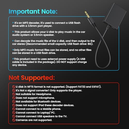 ANDTOBO USB to Aux Audio Adapter, 3.5mm Male to USB Female for Playing Music with USB Drive in Your Car