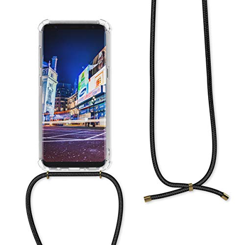 kwmobile Crossbody Case Compatible with Samsung Galaxy S8 Case - Clear TPU Phone Cover w/Lanyard Cord Strap - Black/Transparent