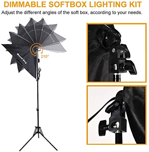 MOUNTDOG Softbox Lighting Kit 20"X28" Professional Photography Continuous Photo Studio Equipment with 2pcs 95W E27 Socket 5500K Video Lighting Bulb for Filming Portraits Shoot