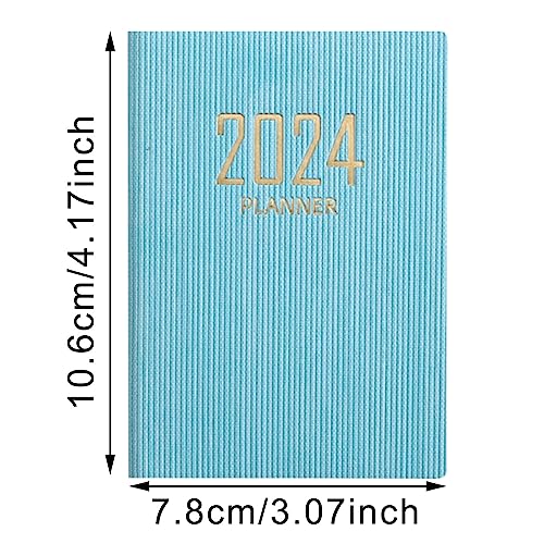 2024 Planner Notebook A7 Planning Notebook Calendar Double PU Leather Cover Journals Notebook Notepad for Work Supplies Stationery Pens Korean (Pink, One Size)